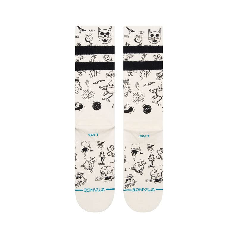 Stance Tagged Crew Socks (Large, Offwhite)