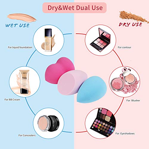 Makeup Sponge 18 Pcs Set-Beauty Sponge Foundation Blending Sponge with 2 Pcs Egg Sponge Blending Holder Stand, Flawless for Liquid & Creams & Powers (Sponge stand color random)