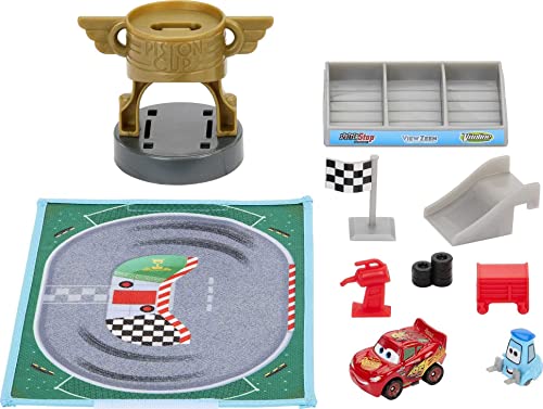 Mattel Disney and Pixar Cars Mini Racers Playset, On-the-Go Piston Cup Race with 1 Mini Toy Car, Accessories & Portable Case