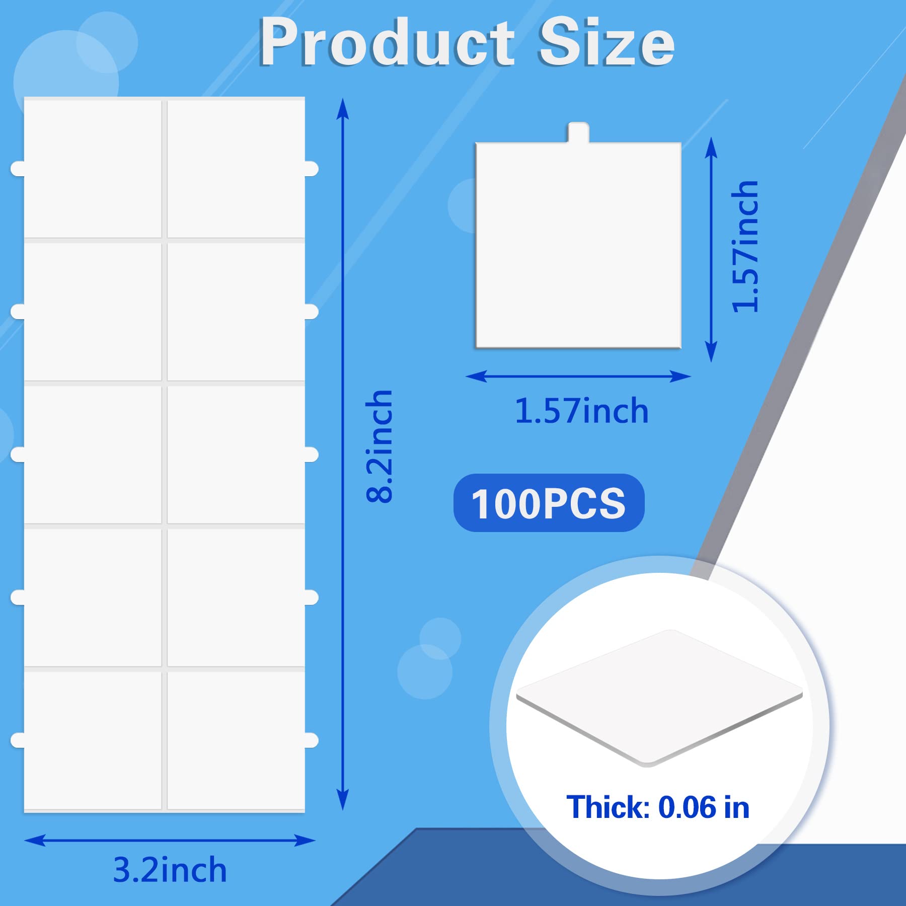 SEPGLITTER 100 Pack Square Double Sided Foam Panel Tape Sticker Strong Pad Mounting Adhesive Tape for Acoustic Soundproofing Foam Panels Heavy Duty Wall Foam Acoustic Panel Tape, 1.58 inch