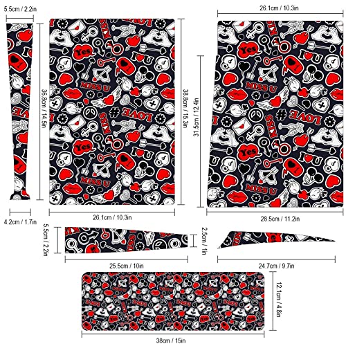 Valentine's Day Element Full Protective Skin Cover Design Wrap Decal Sticker Compatible with PS5 Disk Version Console and Controller
