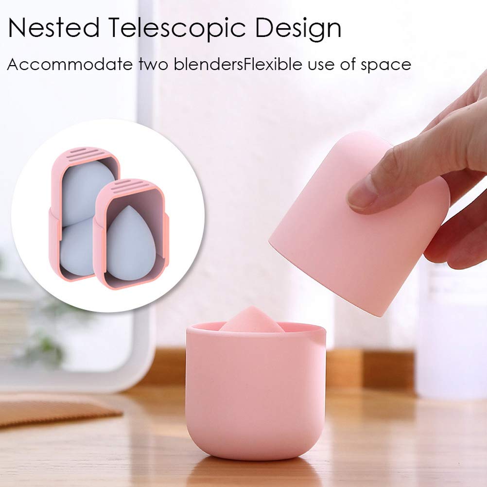 Makeup Sponge Holder, Beauty Blender Holder Makeup Blender Travel Case with 1Piece Makeup Sponge Blender Drying Stand(Pink)