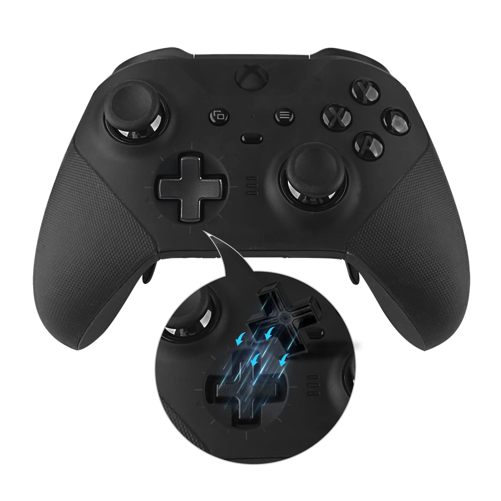 TOMSIN Component Pack for Xbox Elite Wireless Controller Series 2 Core, Accessories Includes 4 Metal Magnetic Thumbsticks, 4 Pcs Interchangeable Paddles, 1 Directional D-Pad (Black)