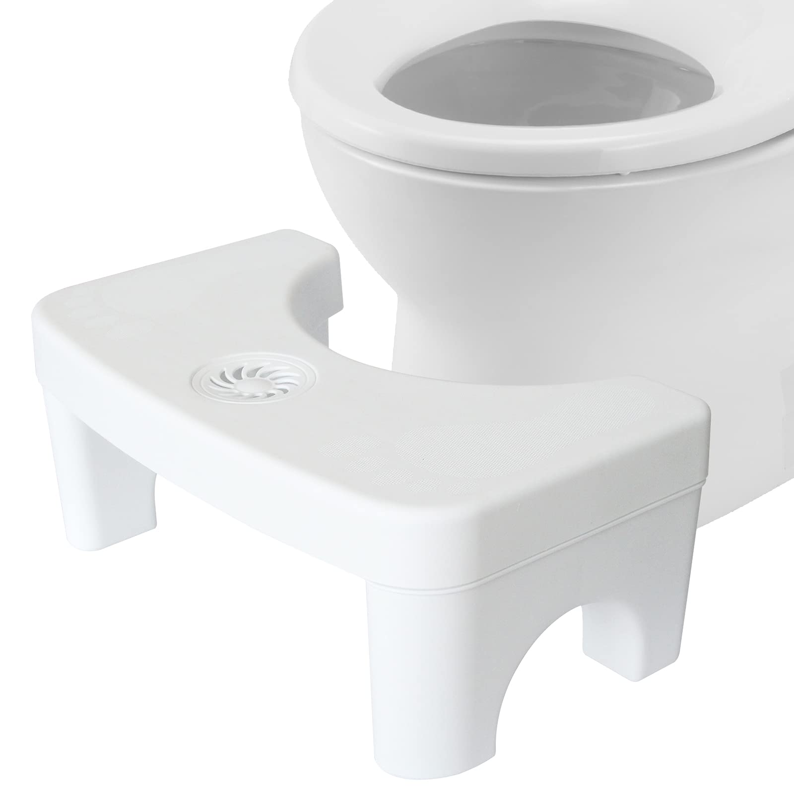 Ptanok Squatting Toilet Stool, 7ā Height Bathroom Non-Slip Toilet Footstool with Aromatherapy Box,Convenient and Compact Great for Easy Storage,White