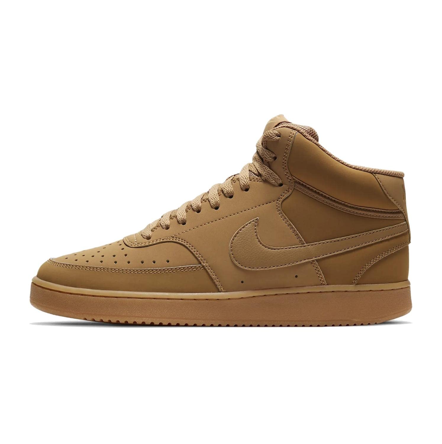 Nike Men's Court Vision Mid Sneaker, Flax/Gum Light Brown/Twine/Flax, 10
