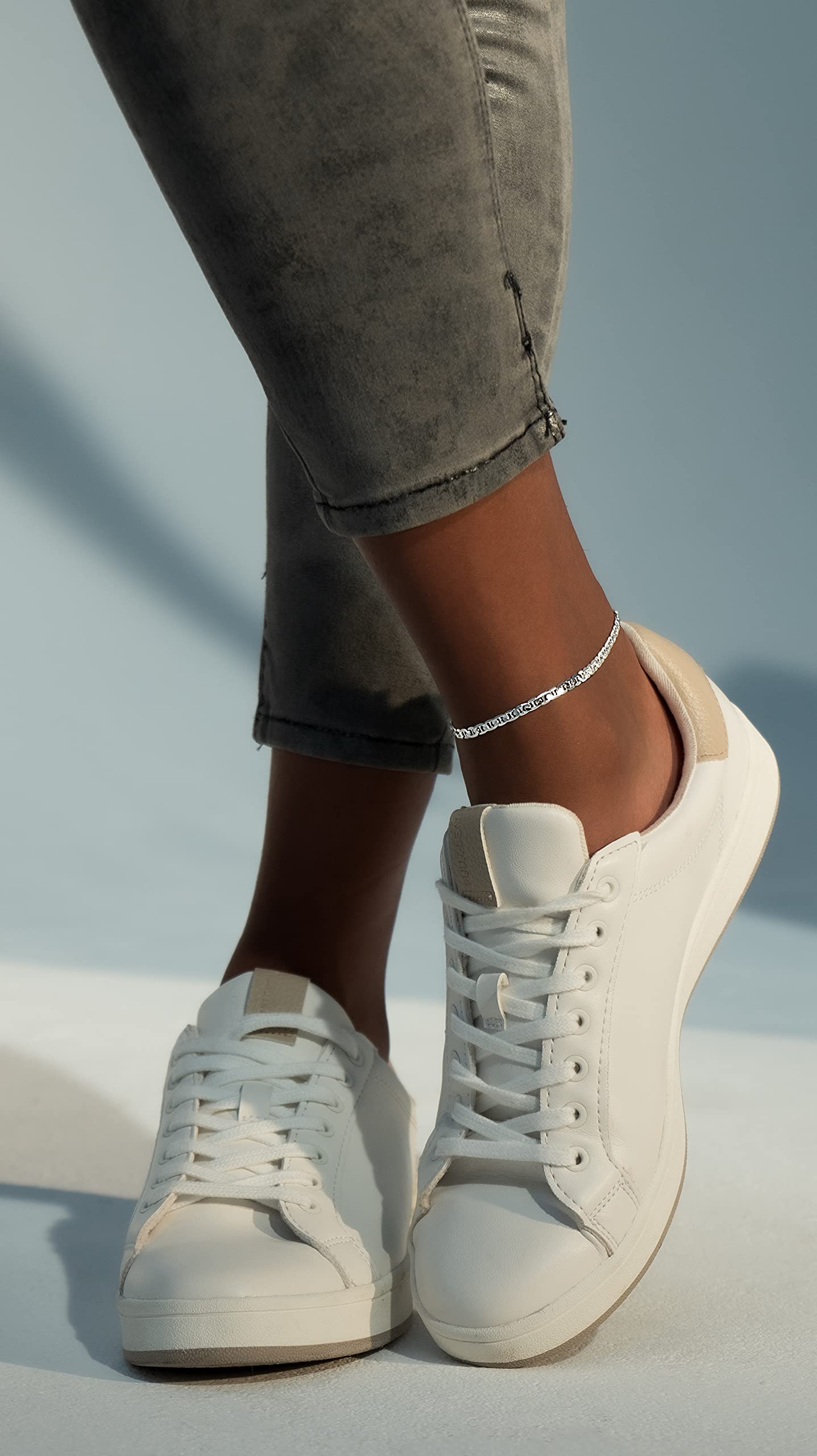 Miabella 925 Sterling Silver Italian 3mm, 4mm Solid Diamond-Cut Mariner Link Chain Anklet Ankle Bracelet for Women, Made in Italy (Width 4mm, Length 10 Inches)