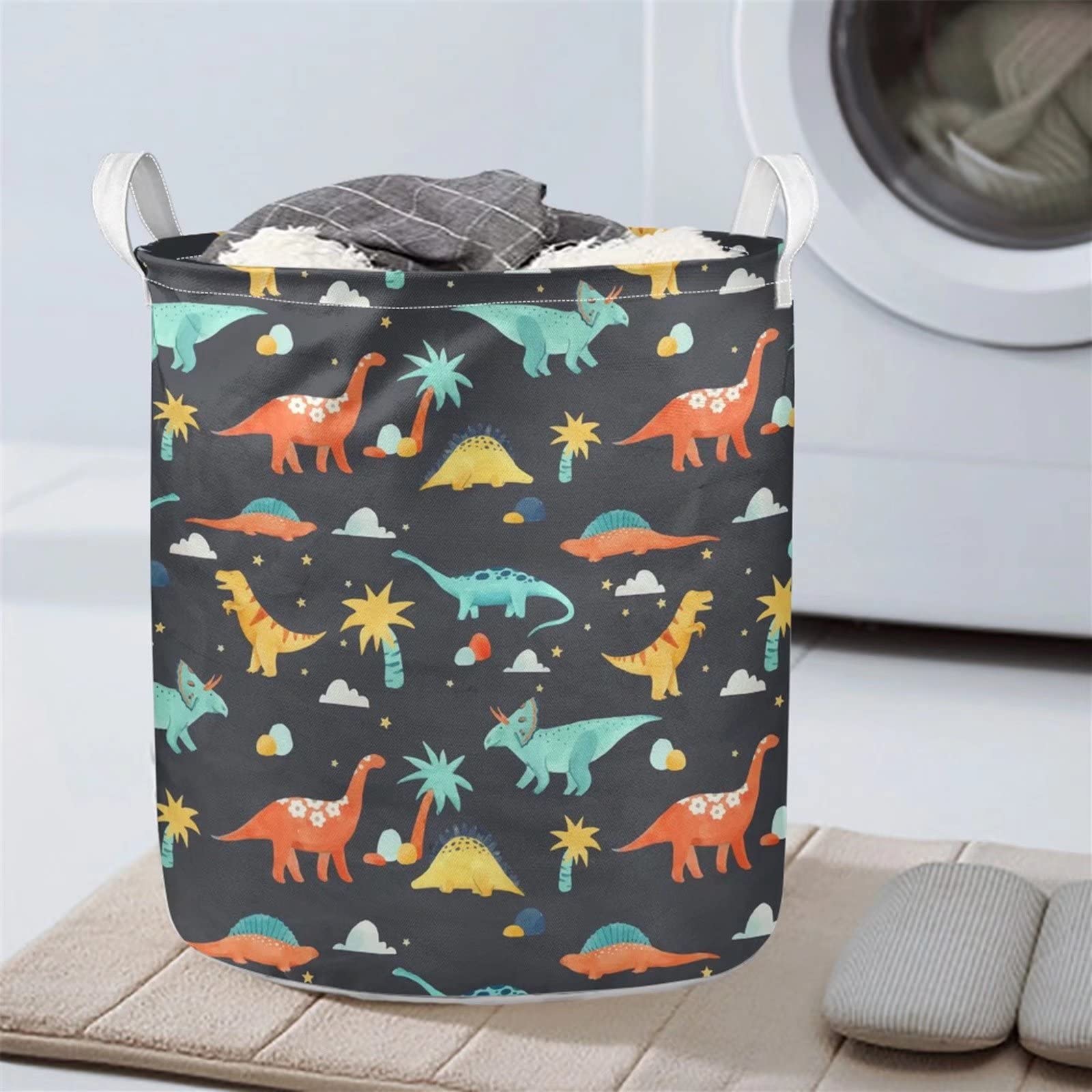 Xhuibop Cartoon Dinosaur Laundry Basket for Boys Room Cloth Hampers for Laundry Kids Storage Baskets Organizer Heavy Duty Collapsible Hamper with Handles