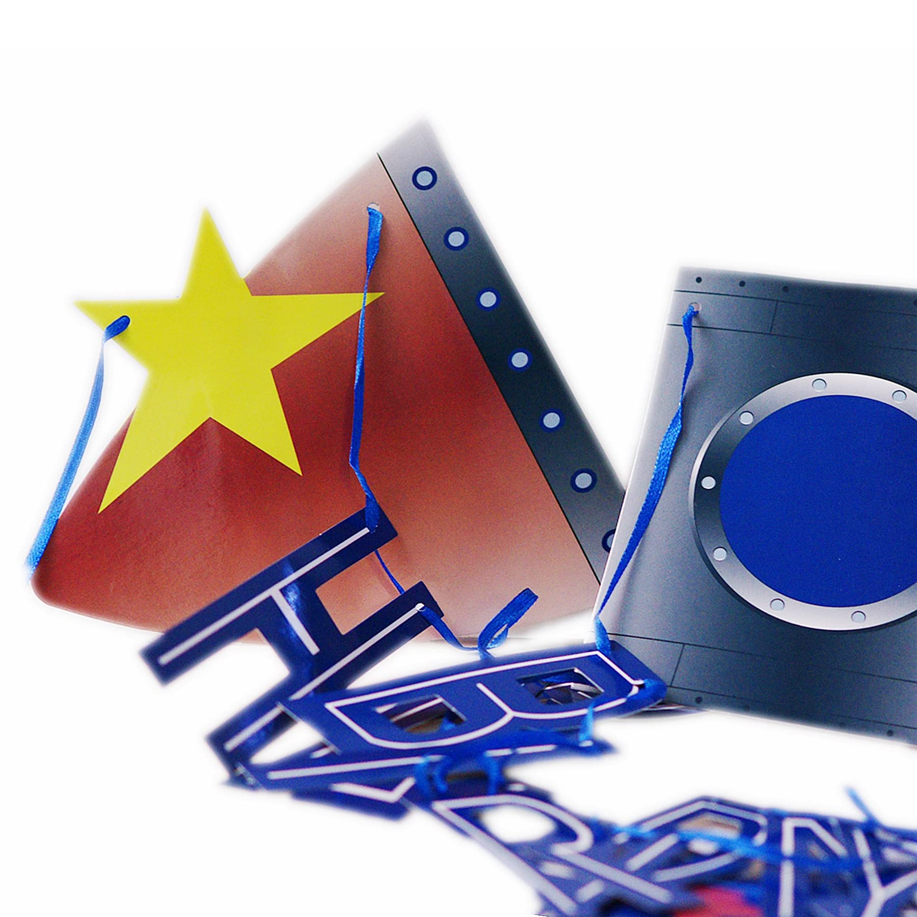 Space Themed Birthday Party Banner and Cake Decorations Kit Solar System Outer Space Galaxy Rocket Blast Off Astronaut Birthday Party Decorations for Kids Birthday Universe Baby Shower Party