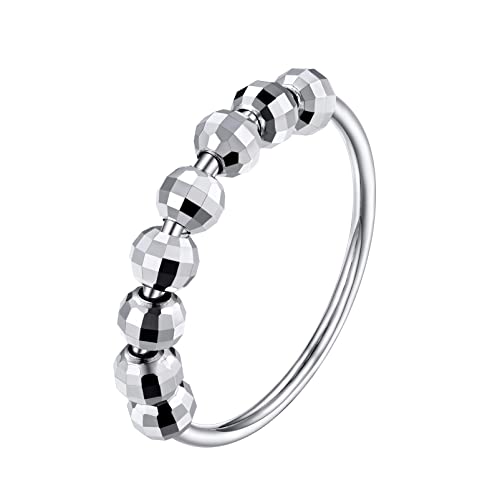 PROSILVER Sterling Silver Spinning Spinner Figet Ring Size 8 Fidget Rings For Anxiety Women Men Jewelry