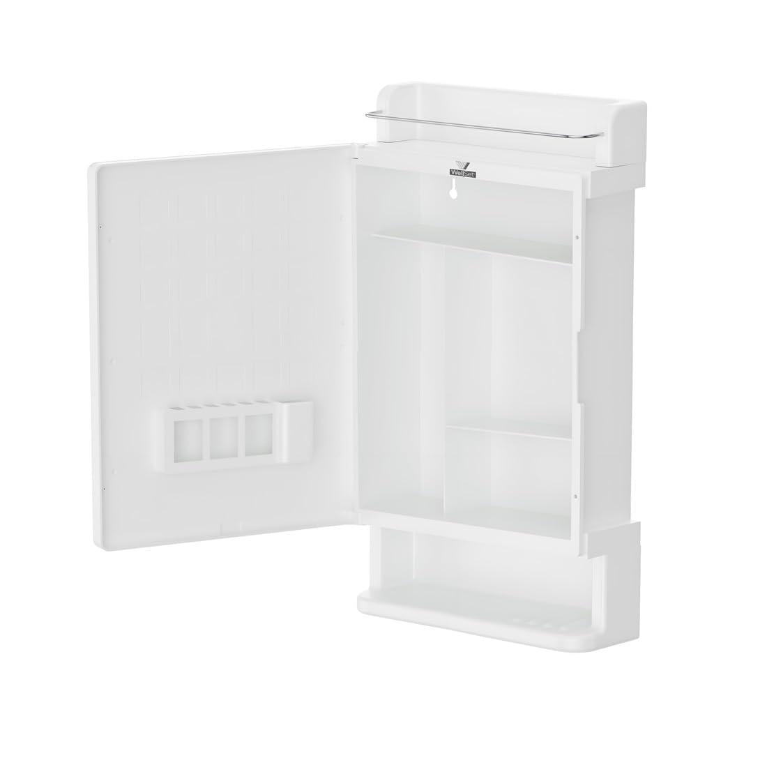 Well Set Medicine Cabinet with Mirror, Wall Mounted Bathroom Storage Cabinet Mirror Door & 2 Open Shelves, Adjustable Shelves, Mirrored Bathroom Wall Cabinet 21 x 5 x 12 Inches