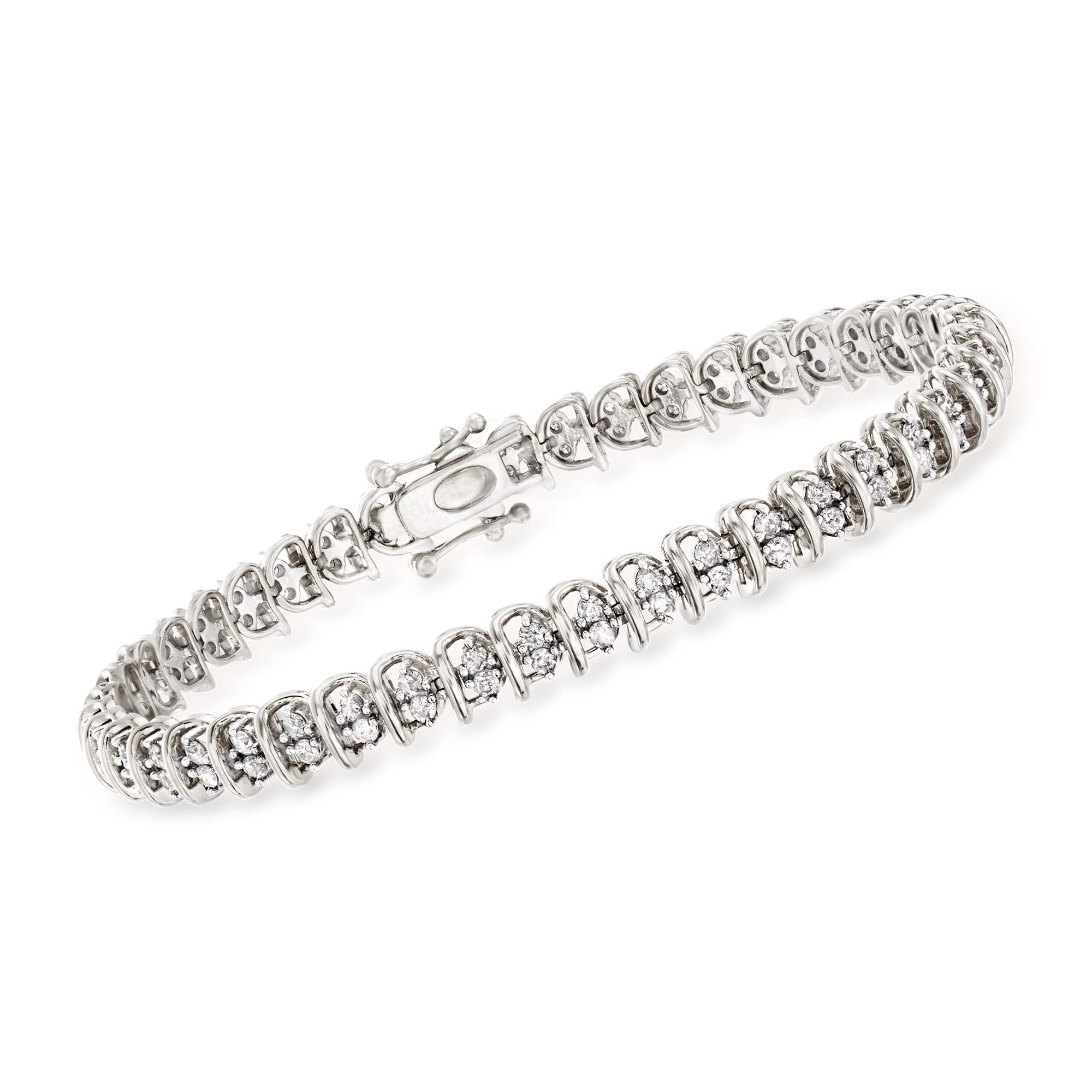 Ross-Simons 2.00 ct. t.w. Diamond Swirl-Link Tennis Bracelet in Sterling Silver. 7 inches