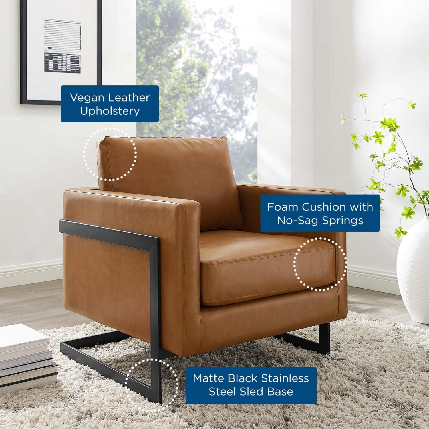 Modway Posse Upholstered Sofas/Sectionals/Armchairs, Black Tan