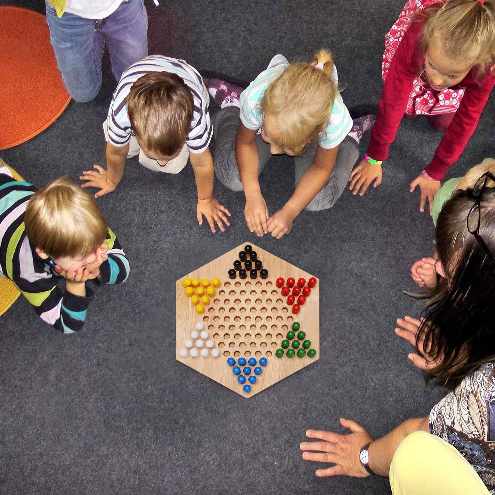 Spacesea Traditional Hexagon Wooden Chinese Checkers Family Game Set