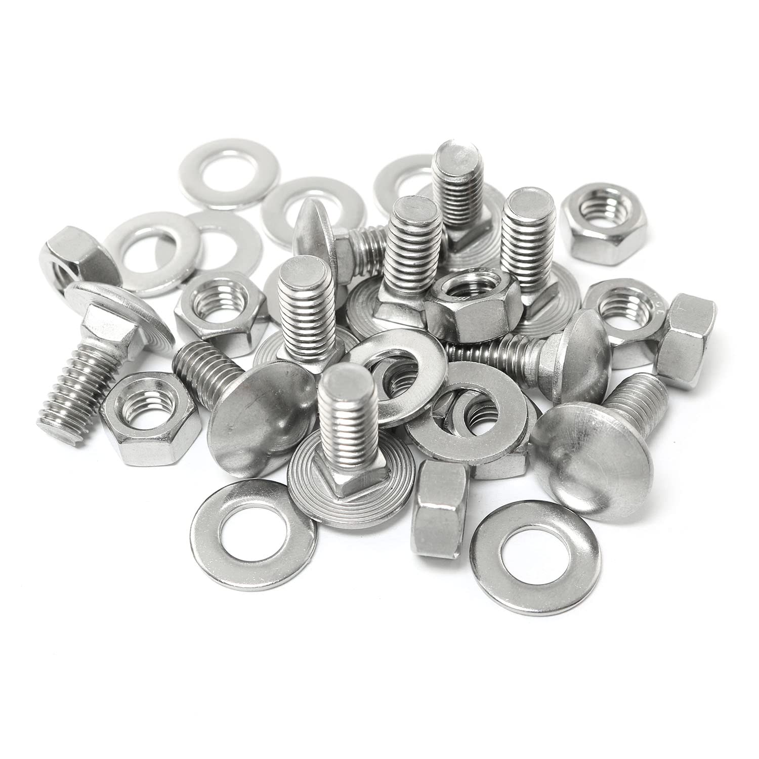 WELWIK 10pcs 5/16-18 x 3/4" Carriage Bolts with 10pcs Hex Nut and 5pcs Flat Washer, Round Head, Square Neck Stainless Steel 18-8 (304)