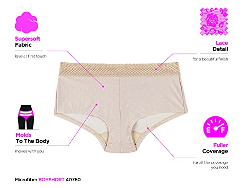 Maidenform womens Dream Cotton With Lace Boy Shorts Panties, Strawberry Dot Print/Wildstrawbe, XX-Large US