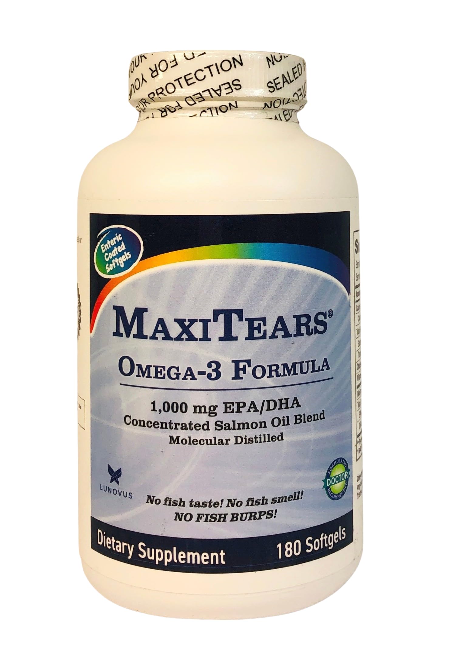 MaxiVision® MaxiTears Omega-3 Formula (180-Count) - Omega-3 Fish Oil Supplement for Eye Health & Dry Eye Support - Enteric Coated Softgels - 1 Bottle