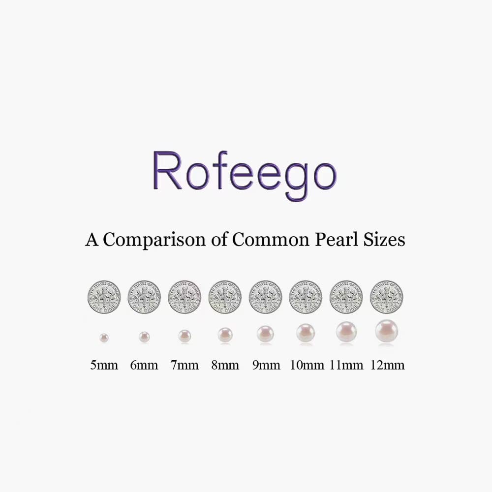 Rofeego Adjustable White Beaded Round Simulated Shell Pearl Bracelets/Size 6.3"- 8" (6mm)