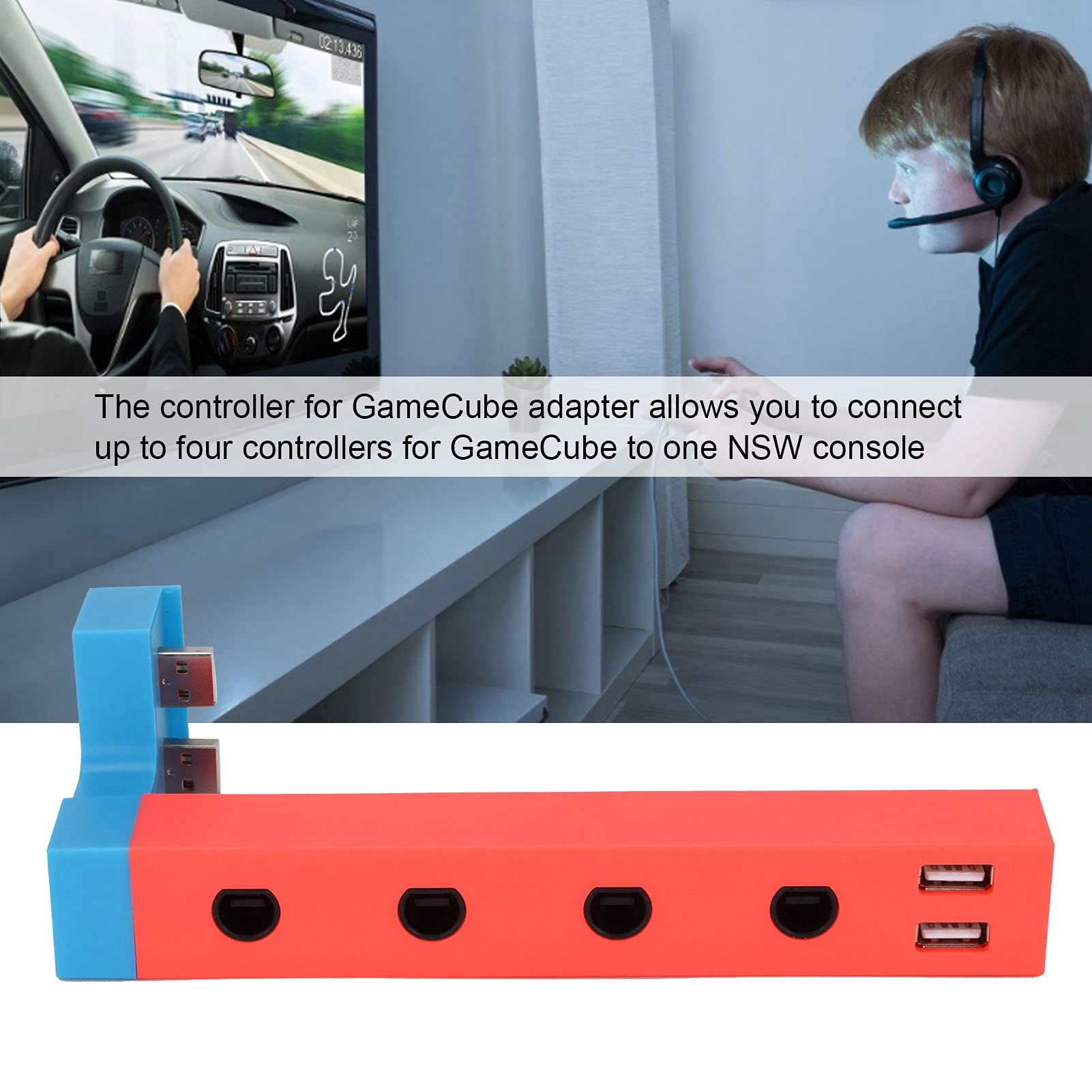 Shanrya 4 Ports Controller Adapter, Practical Portable Wired Controller Adapter Premium Material Easy to Use USB Interface Design for