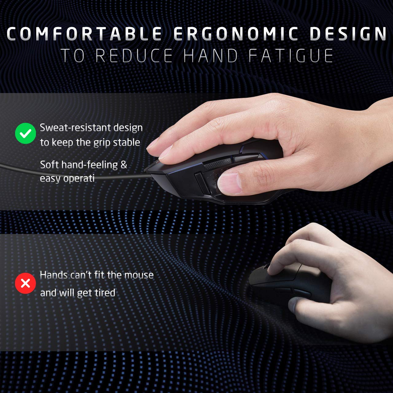 RGB Gaming Mouse Wired, 8000 DPI - 1000Hz Polling Rate - 8 Programmable Buttons - Mechanical Switches - Fire Button - 5 Adjustable DPI, Ergonomic USB Computer Gaming Mouse for Laptop PC Mac Work