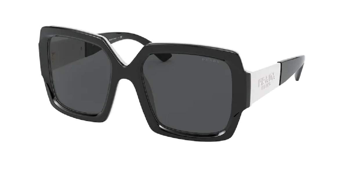 Prada PR21XS YC45S0 54MM Black/White/Dark Gray Square Sunglasses for Women+ BUNDLE With Designer iWear Eyewear Kit