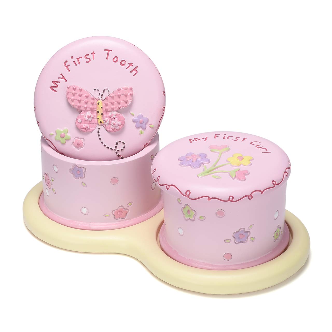 Mogoko Cute Child Tooth Box, Baby First Tooth and Curl Keepsake Boxes Set, Kids Teeth Fairy Holder for Boy or Girl (Pink)