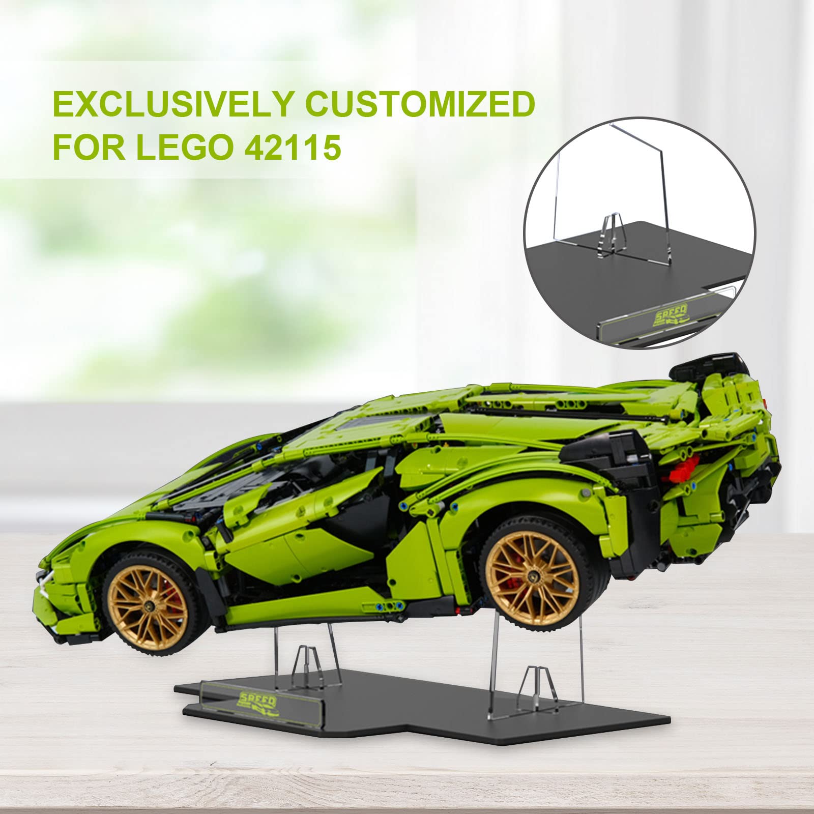Vaodest Acrylic Display Stand for Lego Technic McLaren F1 Race Car 42141 Set, 5 MM Transparent Clear Display Holder,Compatible with Lego 42141 Set(Display Stand Only, Not Building Set)