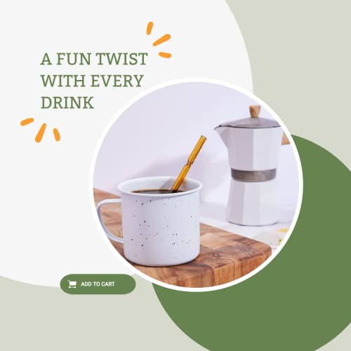 Sweeter Glass Drinking Straw Set | 3-Piece Sleek and Colorful Reusable Straws | 8MM x 10MM | Hot or Cold Drink | Eco-Friendly | Dishwasher Safe (Gold/Light Green/Orange)