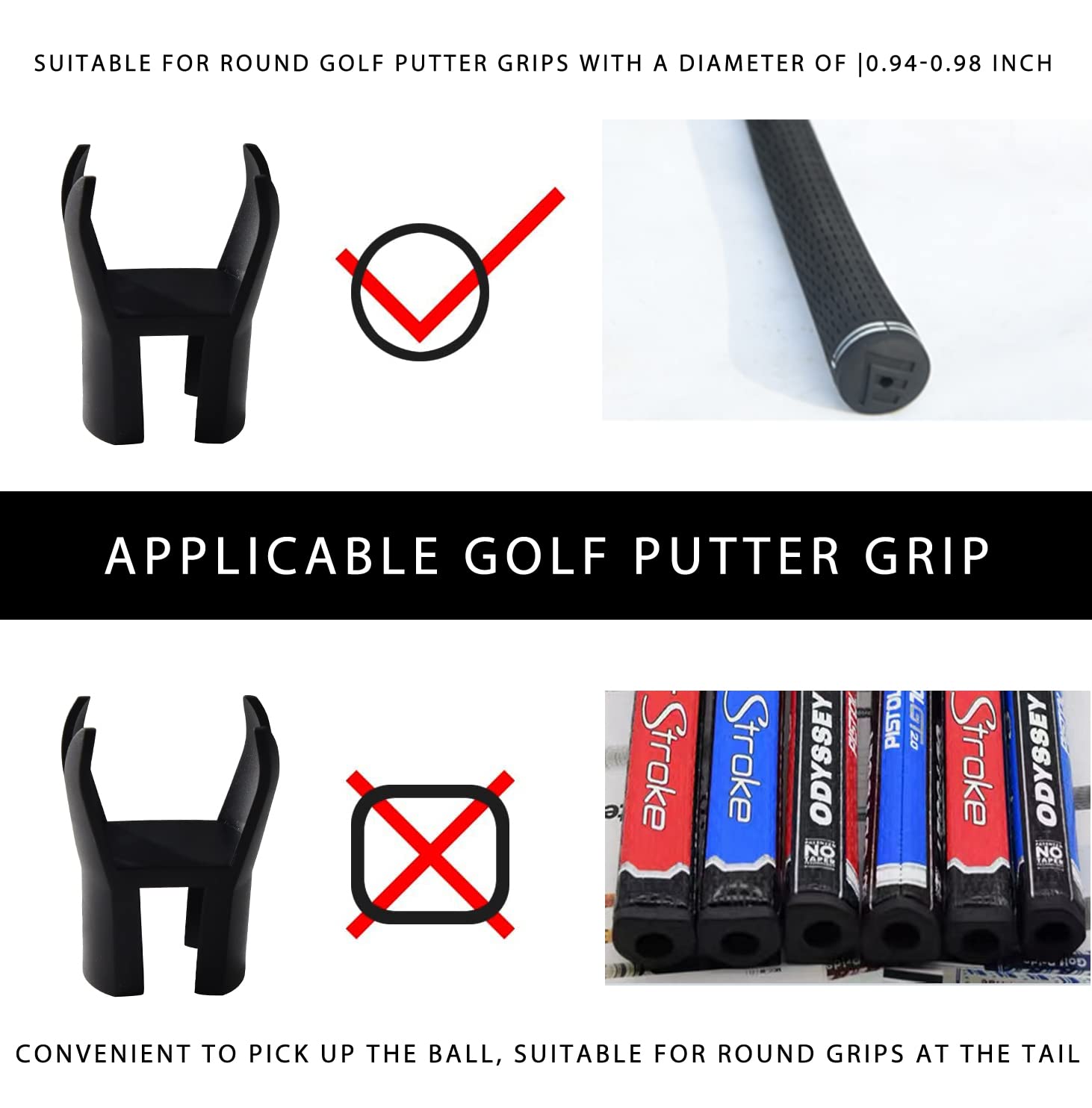 Shu-Ran 5Pcs Golf Ball Retriever Golf Ball Picker Upper Golf Ball Pickup Tool for Putter 4 Prongs Golf Ball Grabber