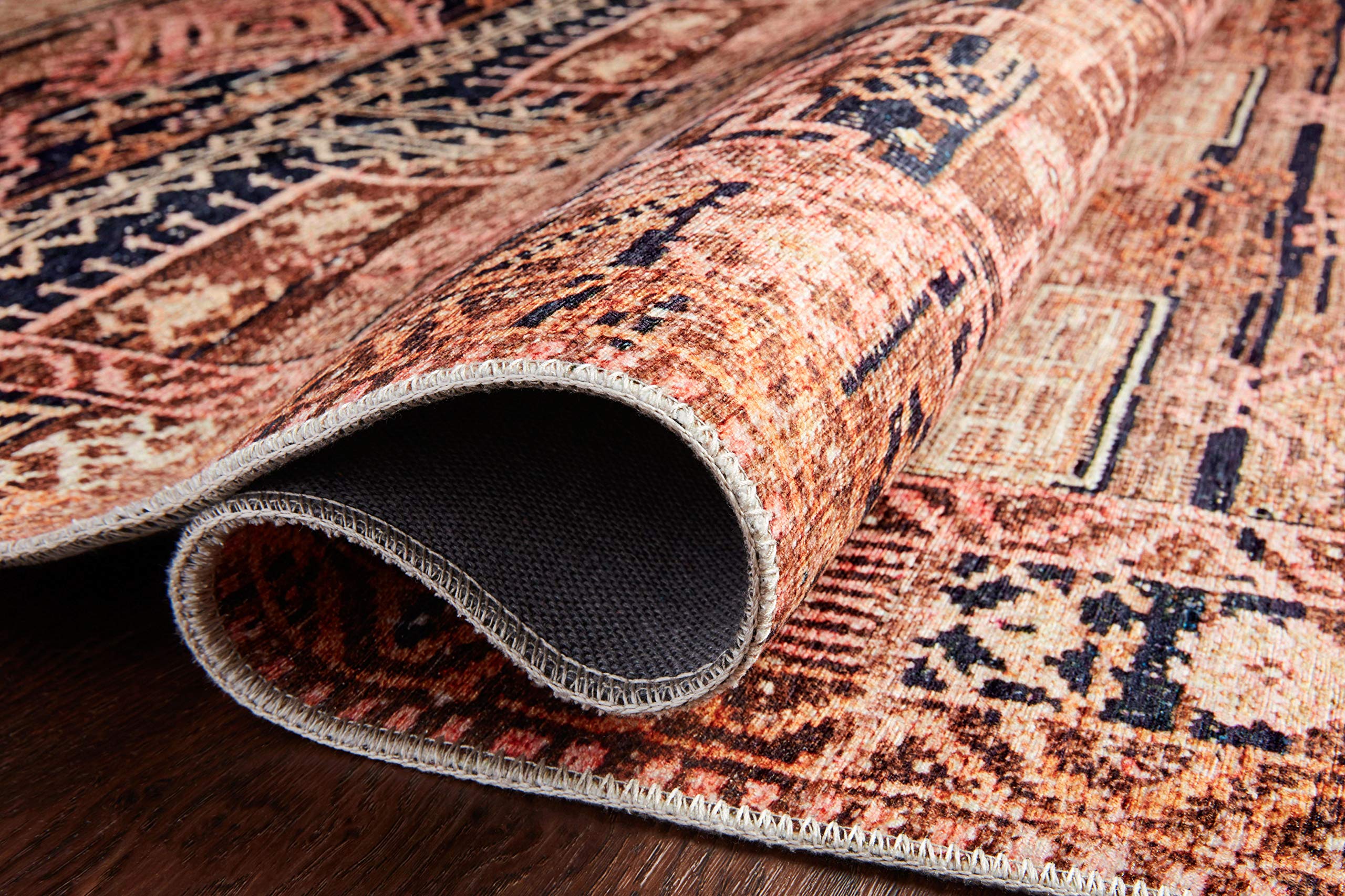 Loloi II LAYLA Collection, LAY-14, Mocha/Blush, 2'-3'' x 3'-9'', 13'' Thick, Accent Rug, Soft, Durable, Vintage Inspired, Distressed, Low Pile, Non-Shedding, Easy Clean, Printed, Living Room Rug