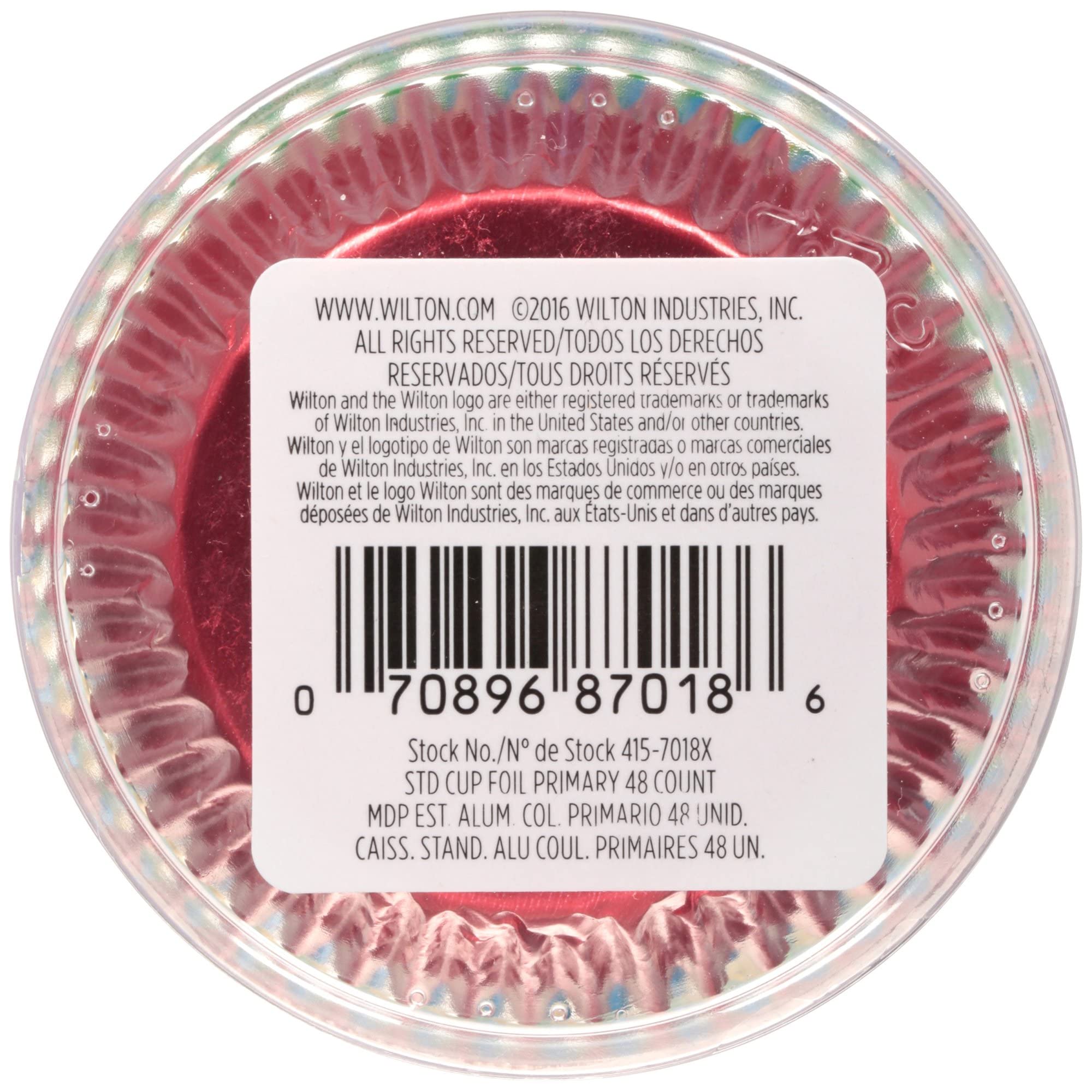 Wilton Standard Primary Foil Baking Cups 48ct (Red, Blue, Green, Yellow), 2'', 415-7018X