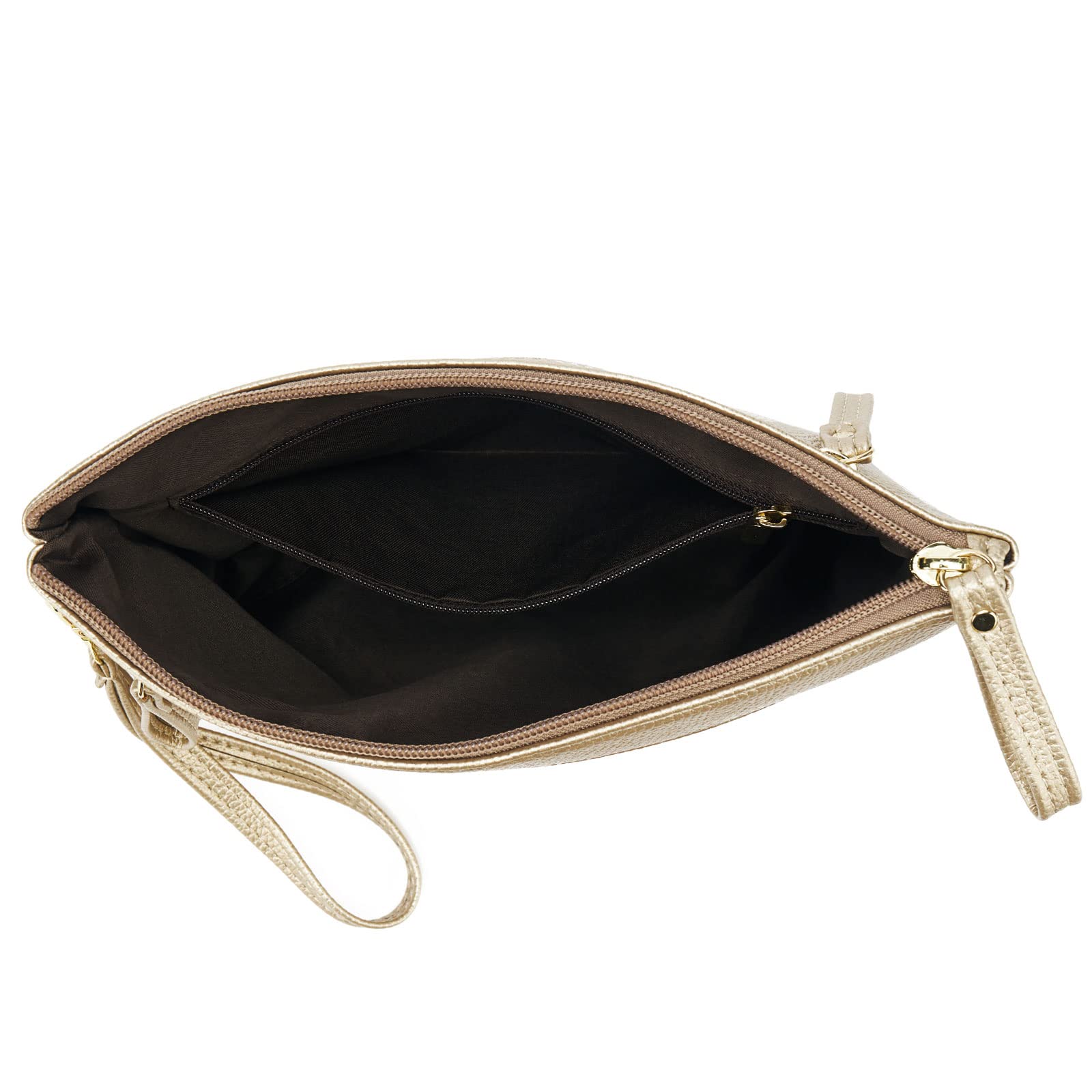 WOZEAH Small Crossbody Purse for Women,Multi Zipper Pocket Shoulder bag (gold)
