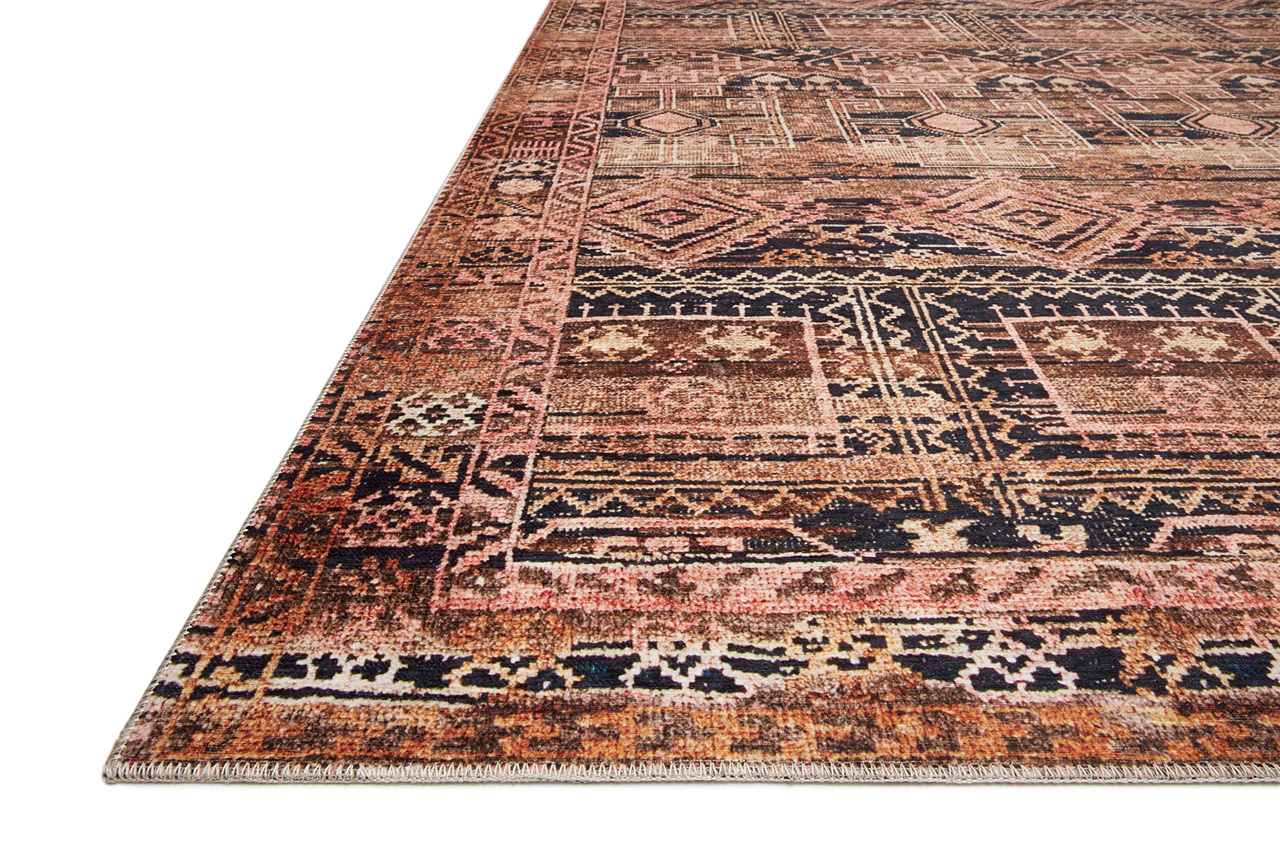Loloi II LAYLA Collection, LAY-14, Mocha/Blush, 2'-3'' x 3'-9'', 13'' Thick, Accent Rug, Soft, Durable, Vintage Inspired, Distressed, Low Pile, Non-Shedding, Easy Clean, Printed, Living Room Rug