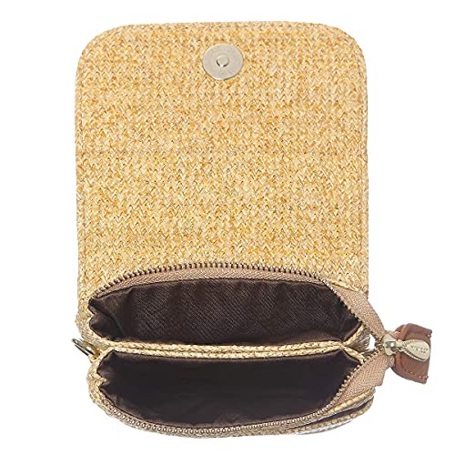 MINICAT Roomy Pockets Series Small Crossbody Bags Cell Phone Purse Wallet for Women(Grass Weaving)