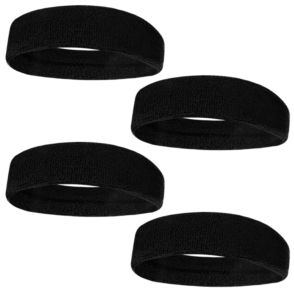 PACEARM Headbands for Men & Women, Headband for Sports, Workout, Running - Comfortable, Quick-Dry Head Bands (Black 4-Pack)
