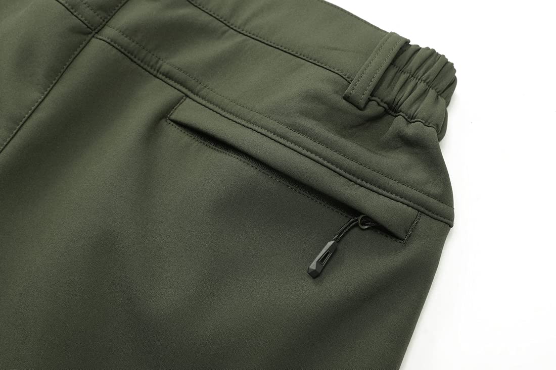 MOERDENG Men's Soft Shell Waterproof Winter Snow Ski Snowboarding Pants Fleece Cargo Hiking Pants