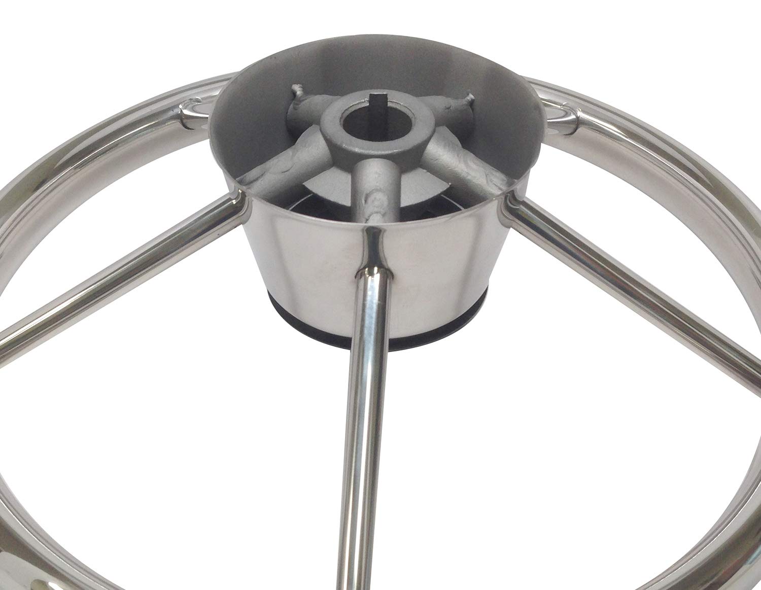 Marine Boat 5 Spoke Steering Wheel W/Turning KNOB 13 1/2" Dia Stainless Steel