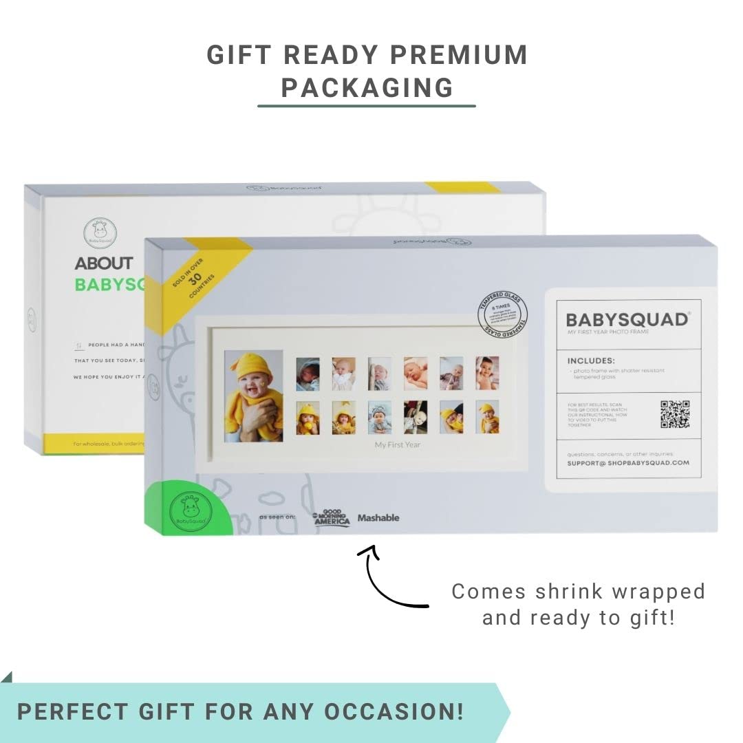 My First Year 12 Month Photo Frame, Remember Your Baby's First Year, 18 x 8.5 INCH (Extra Large Size), Sawtooth Hanger + Kickstand, Gift for Mom to Be or Expecting Parents