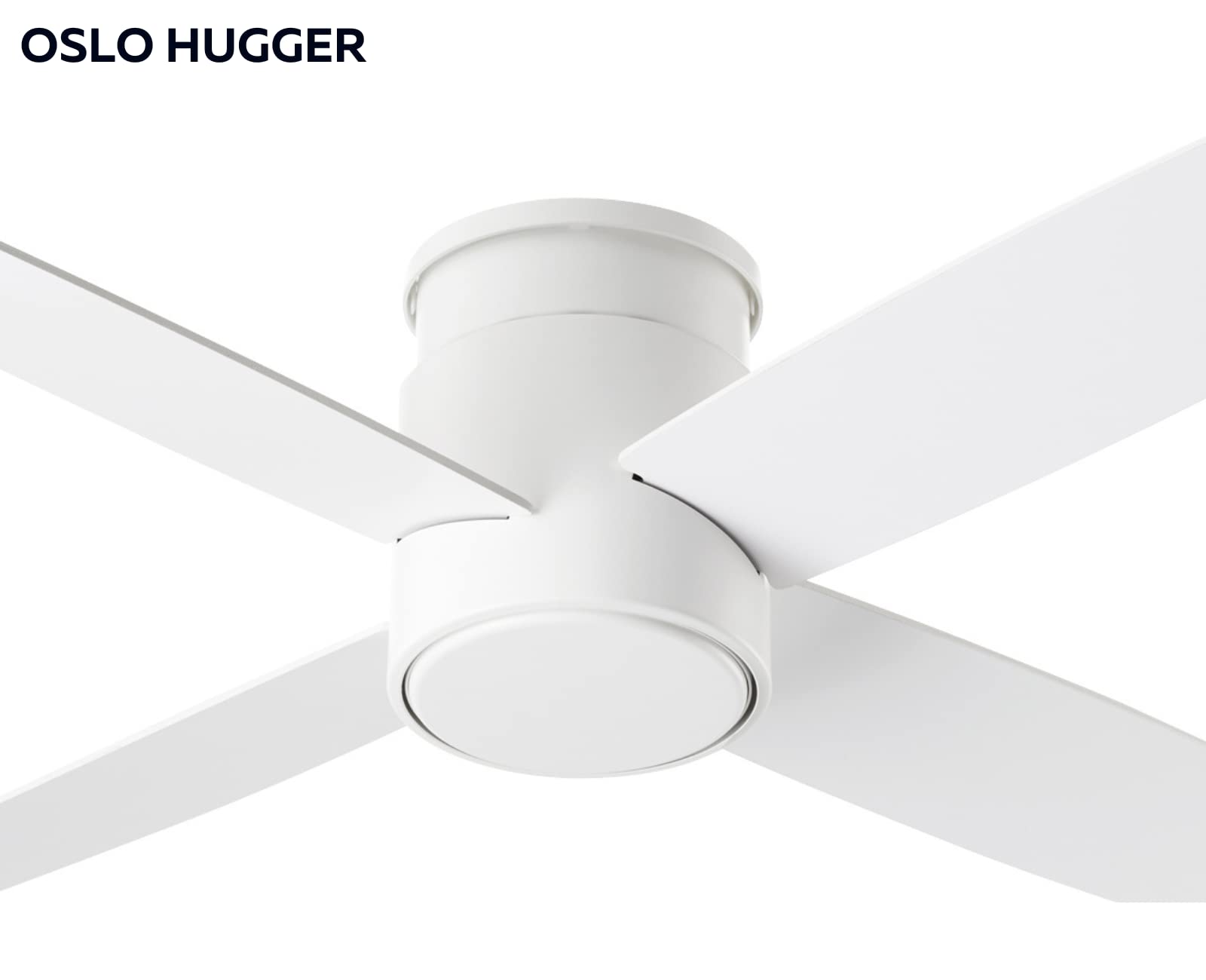 LUZAIRE DESIGN Oxygen 3-102-6 | Oslo 52" Four Blade Hugger I Modern Ceiling Fan β White | Three Speed Reversible Motor With Optional Remote Control | Damp-Rated (52 Inch, White)