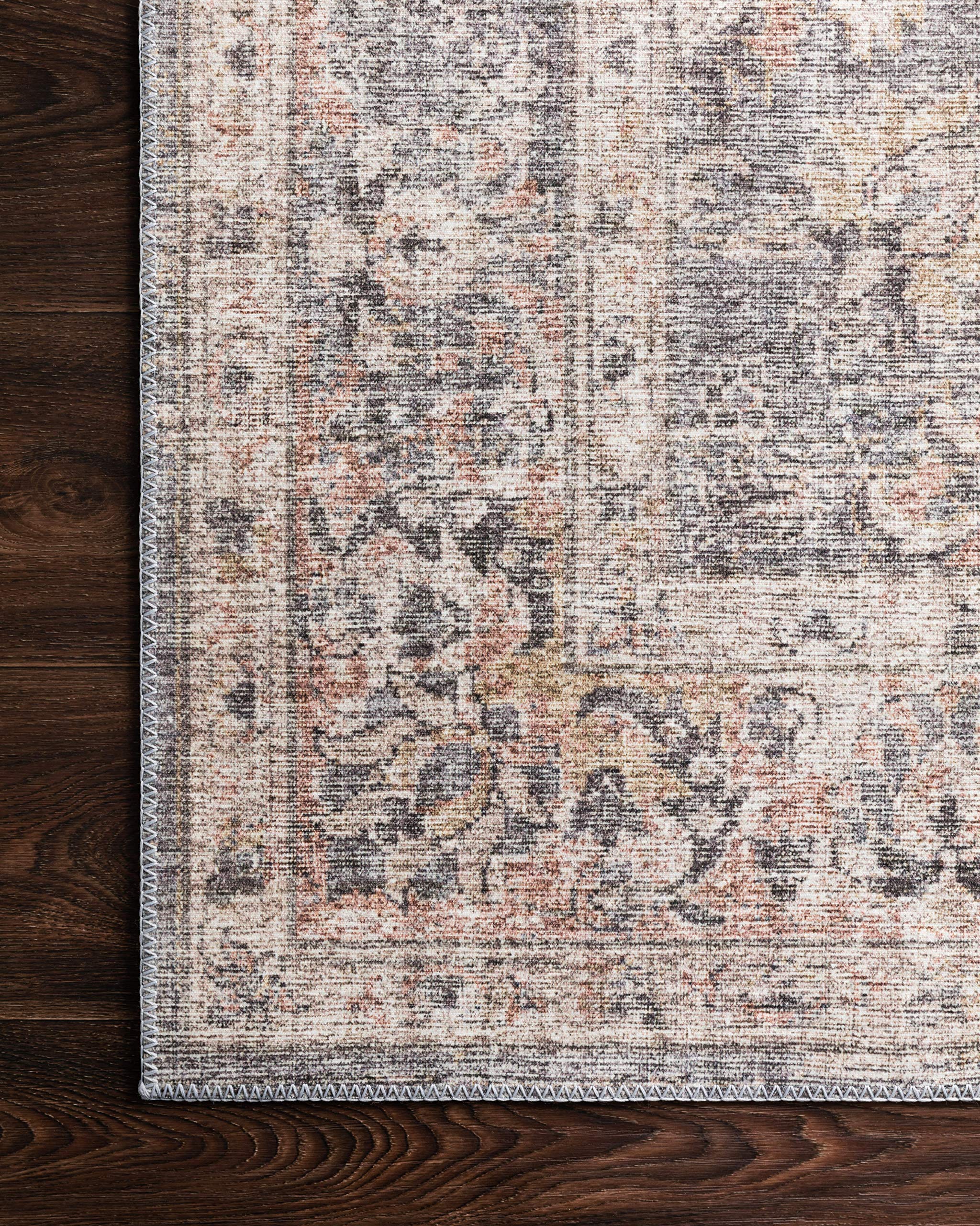 Loloi II Skye Collection SKY-01 Grey/Apricot 5'-0" x 7'-6", 13" Thick,Area Rug,Soft,Durable,Vintage Inspired,Distressed,Low Pile,Non-Shedding,Easy Clean,Printed,Living Room Rug