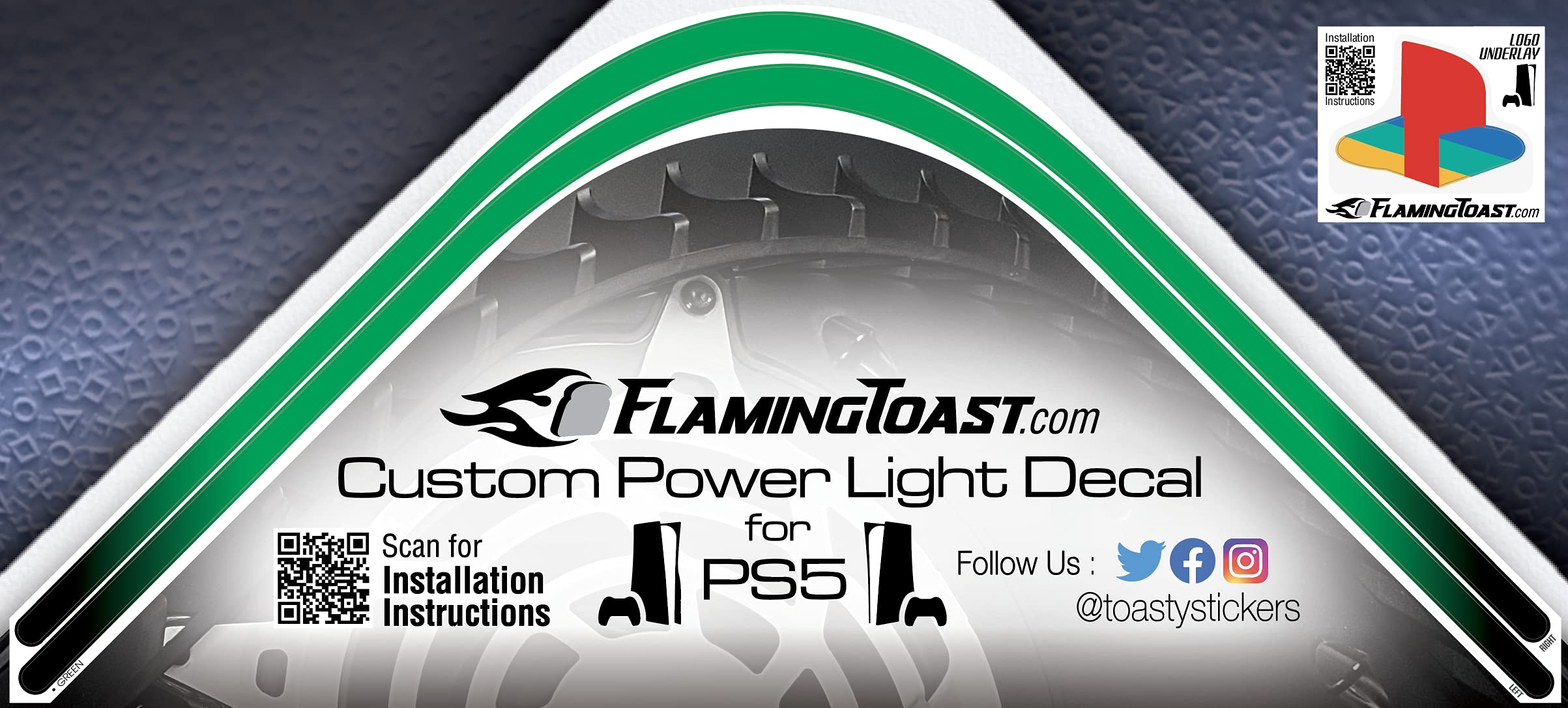 Power Light Decal and Underlay Sticker Combo for PS5 Playstation 5 (Orange)