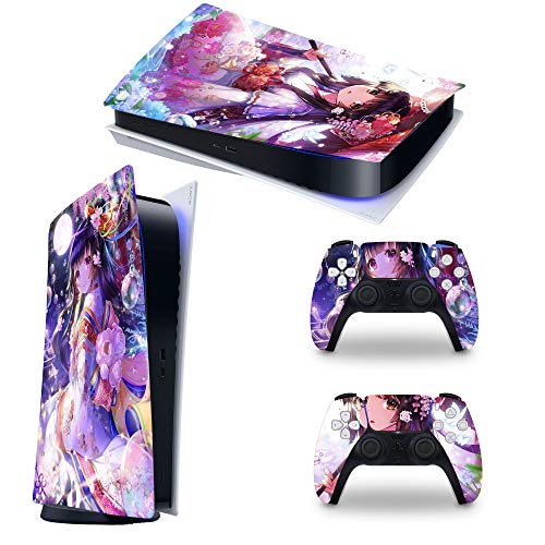 Playstation 5 Digital Edition Skin Set β Cute Girl Sing Anime - HD Printing Vinyl Skin Cover Protective for PS5 Digital Edition Console and 2 PS5 Digital Edition Controller