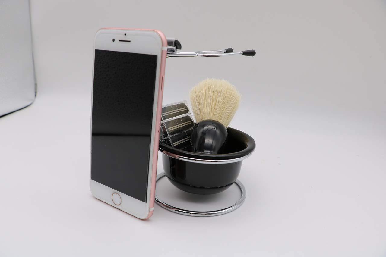 MEICOLY 5 in 1 Shaving Kits for Men Set,Badger Stainless Steel Stand Holder,Manual Razor,Blades,Shaving Brush,Shaving Bowl, Father Day Gift,Men Gift Set