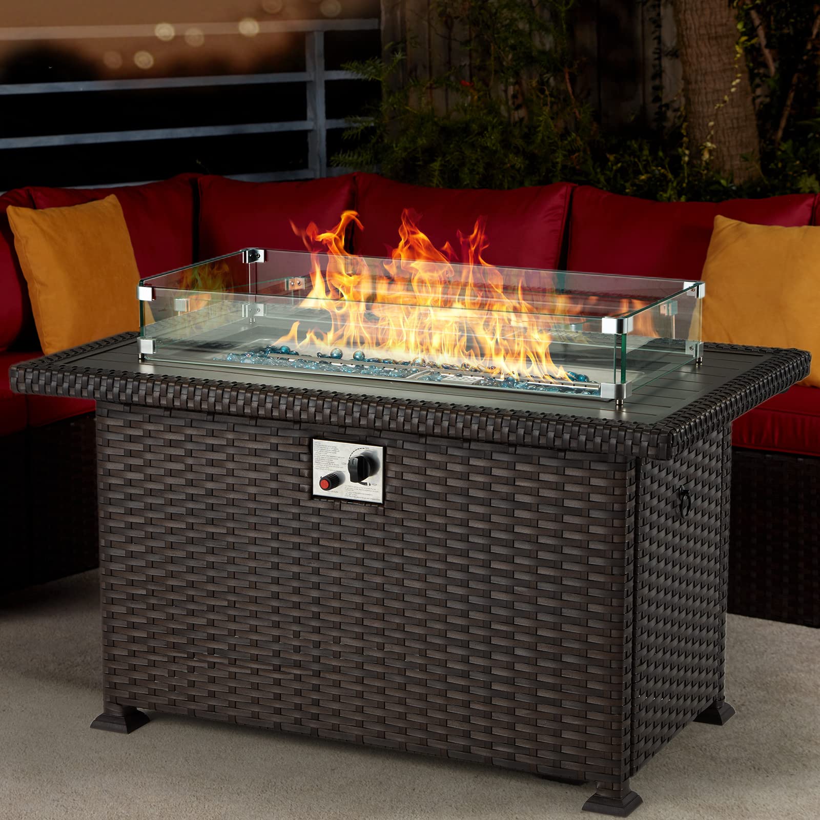 Vicluke Rectangular Fire Pit Wind Guard, 33 x15.35 x4.72 Inch Glass Flame Guard, 0.39 Inch Thick Clear Tempered Glass Wind Guard Fence for Outdoor, Patio, Fire Pits Table/Pan