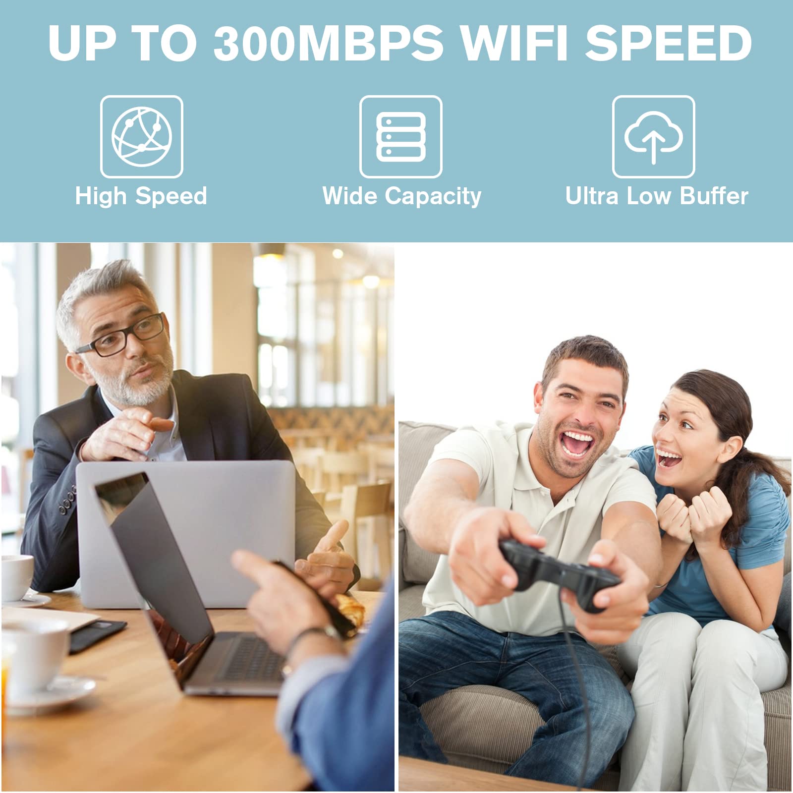 WiFi Extender, WiFi Booster, WiFi Range Extender and Signal Amplifier Covers 3000 sq.ft and 35 Devices, 1-Tap Setup, 360°Coverage, Supports Ethernet Port