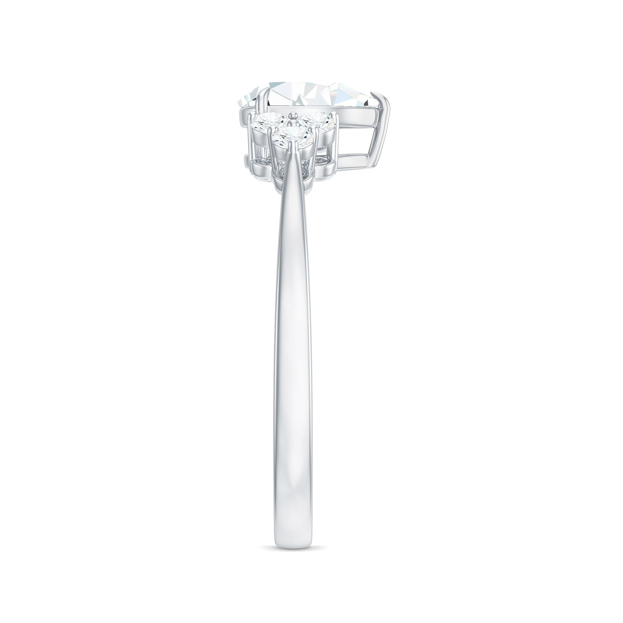 Rosec Jewels Certified Moissanite Solitaire Ring for Women with Trio | 1.25 CT | D-VS1 Quality, 14K White Gold, Size:US 6.50