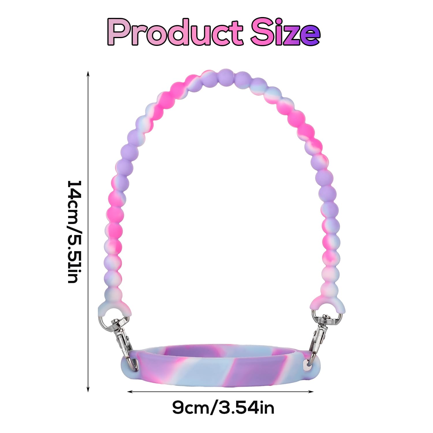 lasuroa Water Bottle Handle, Silicone Water Bottle Strap Holder Lanyard Attachment Carrier Soft Water Bottle Sling Accessories for Stanley, Most 8-40 oz (Pink & Purple Mixed)