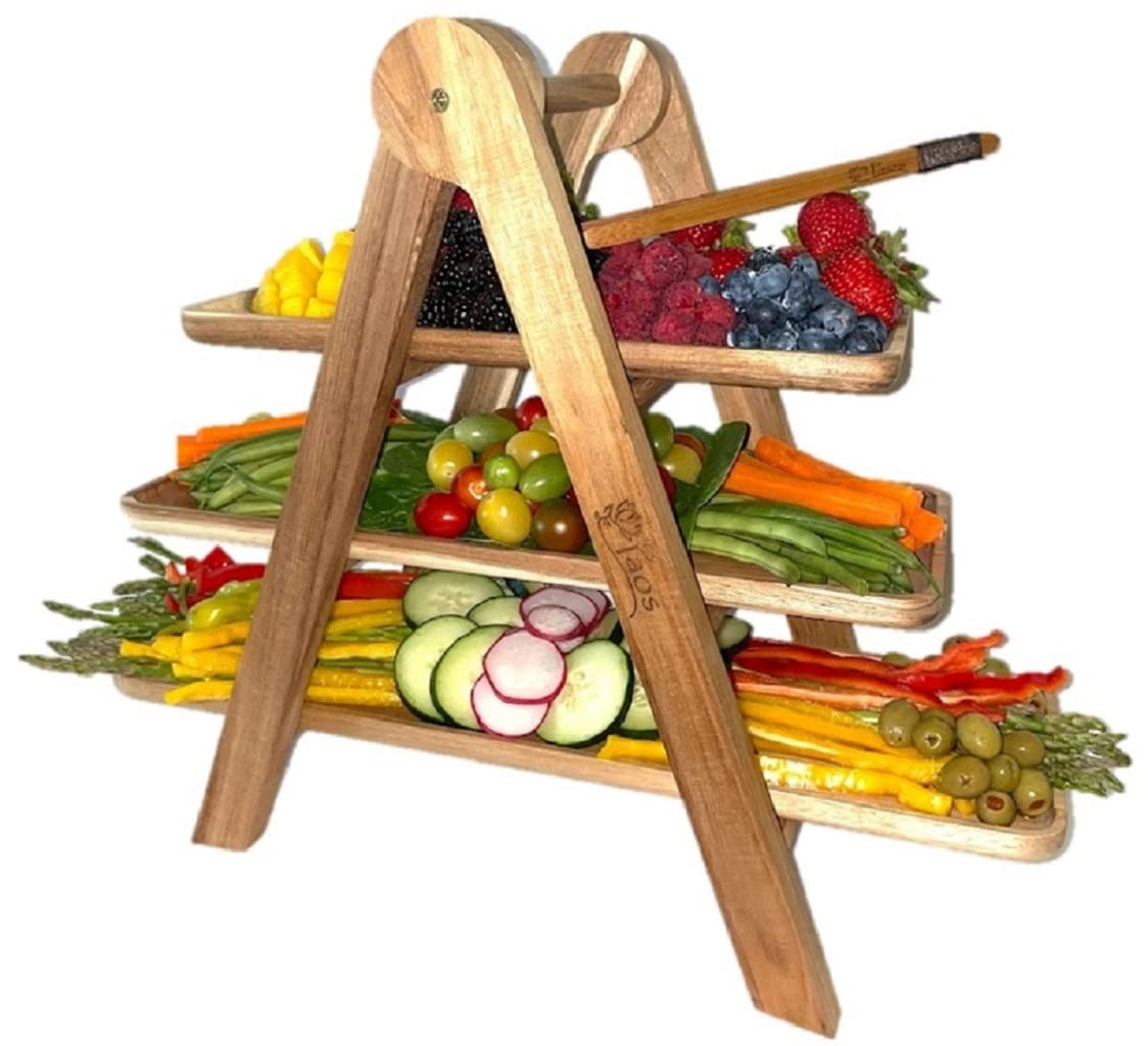 Paos- 3 Tier Acacia Wood Charcuterie Boards, serving tray, cheese board set, large charcuterie board set, house warming gifts new home, wedding registry items, housewarming gift wooden tray, wood tray
