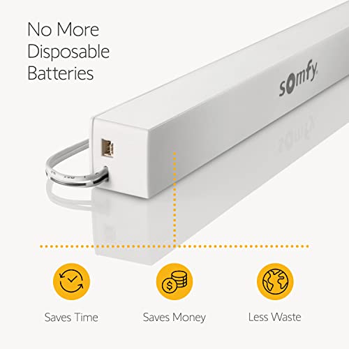 somfy Rechargeable Lithium-ion Battery Pack for External Battery Wirefree Motors - Year Round Power for RTS Motorized Shades, Curtains, and Awnings - Charge Once a Year - #9021217