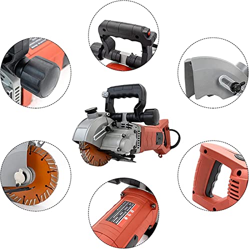 VICSEC Electric Wall Grooving Cutting Machine Chaser 110V for Slotting Brick Granite Marble Concrete Grooves With 5Pcs 5Inch 133mm Diameter Saw Blades Dustproof and Line Infrared Sighting