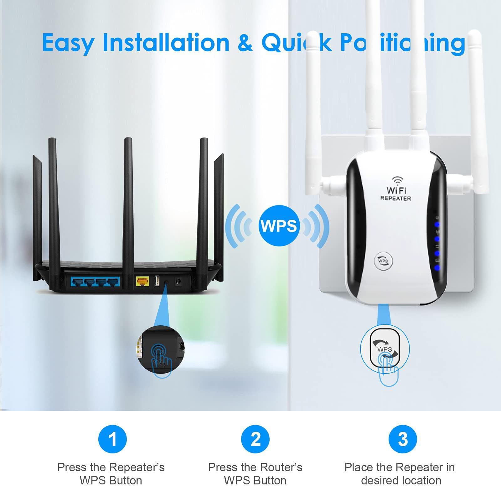 WiFi Extender,WiFi Extender Signal Booster for Home,Covers Up to 4000 Sq.ft and 32 Devices WiFi Range Extender,nternet Repeater, Long Range Amplifier with Ethernet Port,Access Point,Alexa Compatible